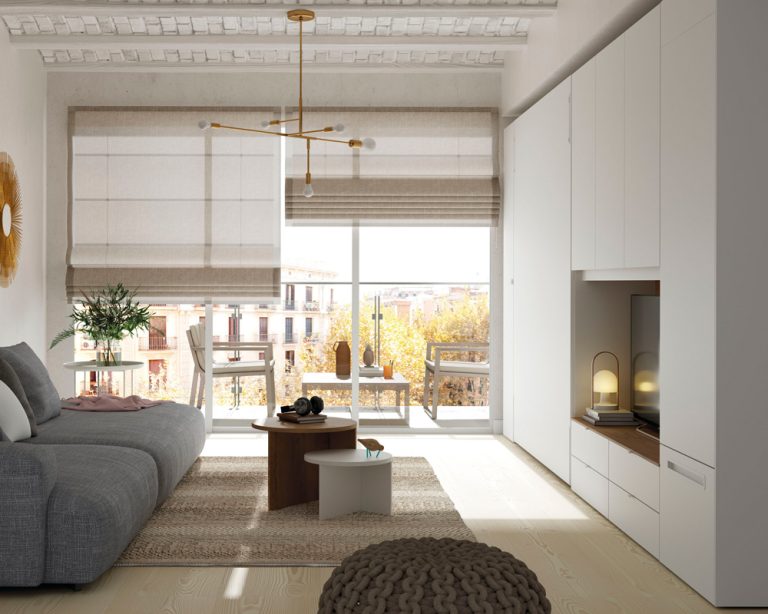 Vertikal skapseng med pult og garderobe - Compact Living